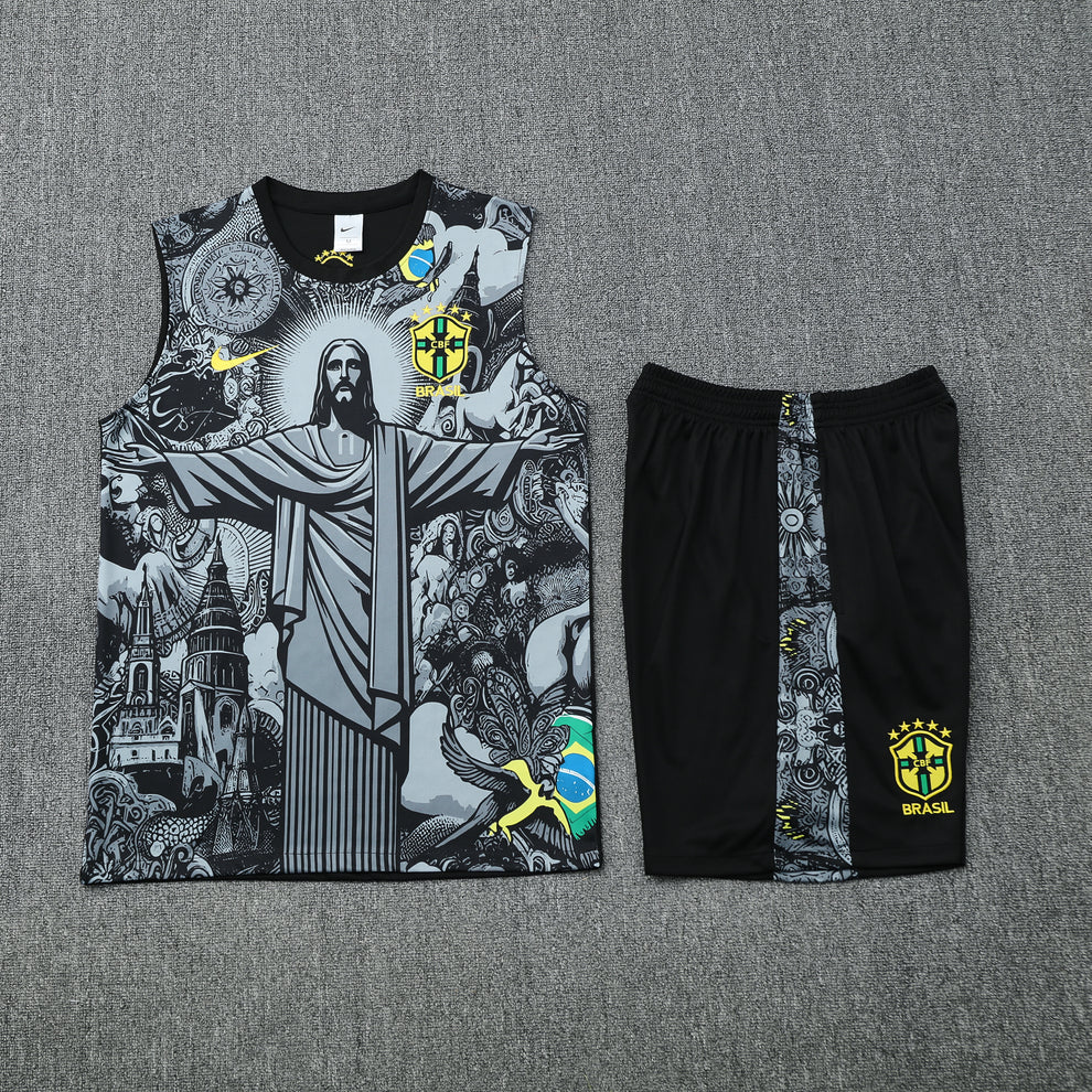 Brazil Sleeveless Training Kit - 'Christ The Redeemer' – False 9 Football