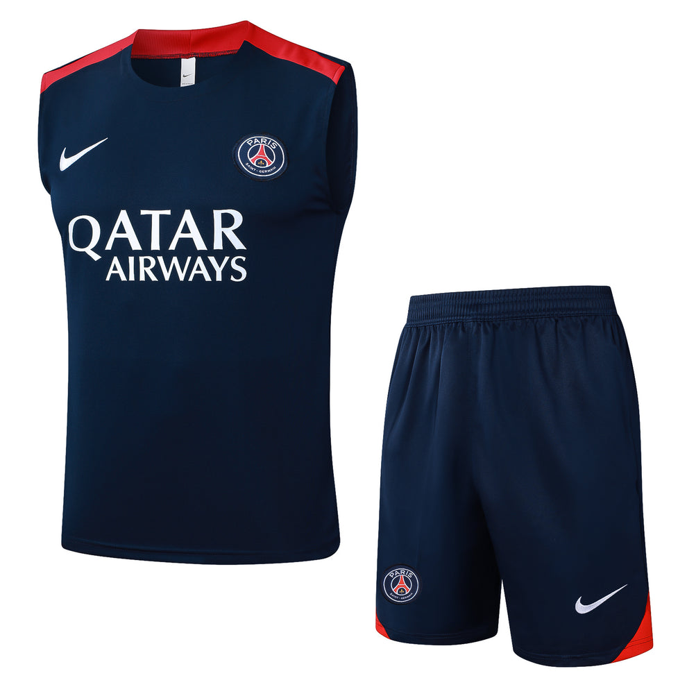 PSG Sleeveless Training Kit - Navy/Red – False 9 Football
